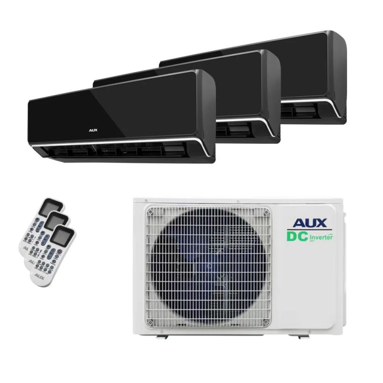 AUX multi-split unit airco 8,0 kW Zwart Deluxe met 3 x 3,5 kW binnen ...