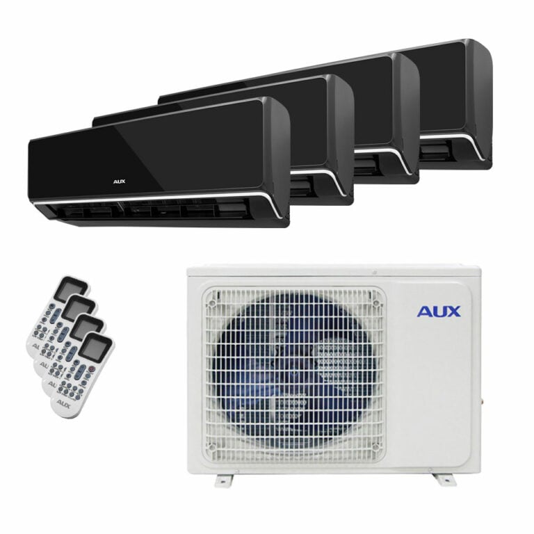 AUX multi-split unit airco 12 kW Zwart Deluxe met 4 x 3,5 kW binnen ...