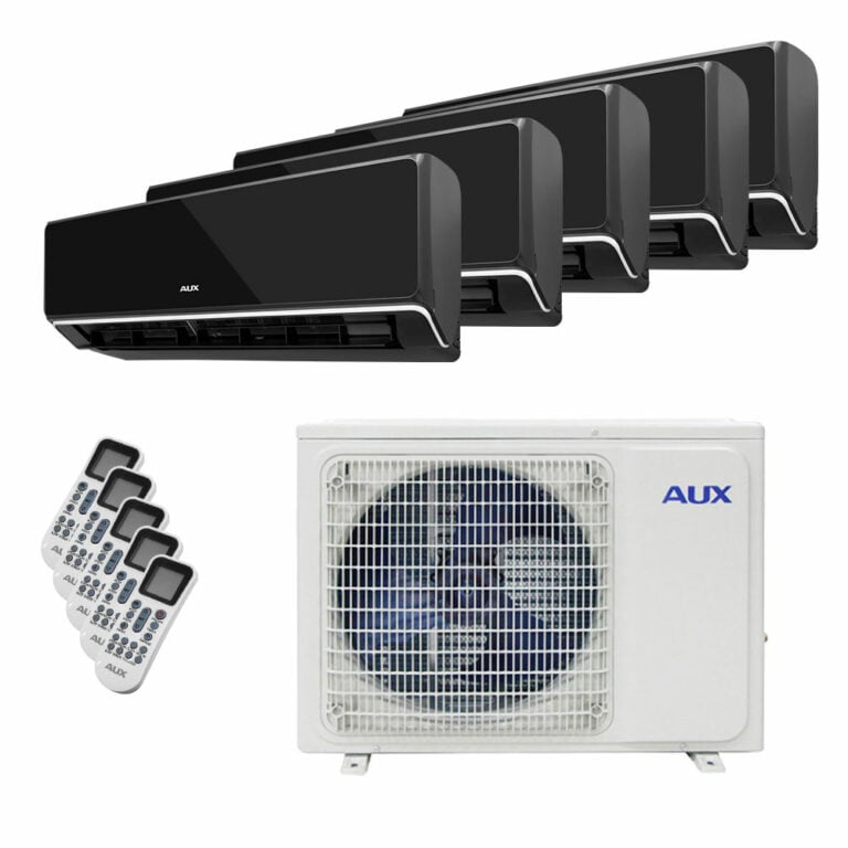 AUX multi-split unit airco 12 kW Zwart Deluxe met 5 x 3,5 kW binnen ...