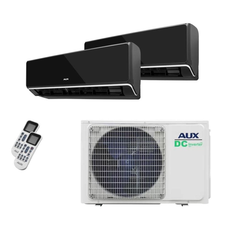AUX multi-split unit airco 5,0 kW Zwart Deluxe met 2 x 3,5 kW binnen ...